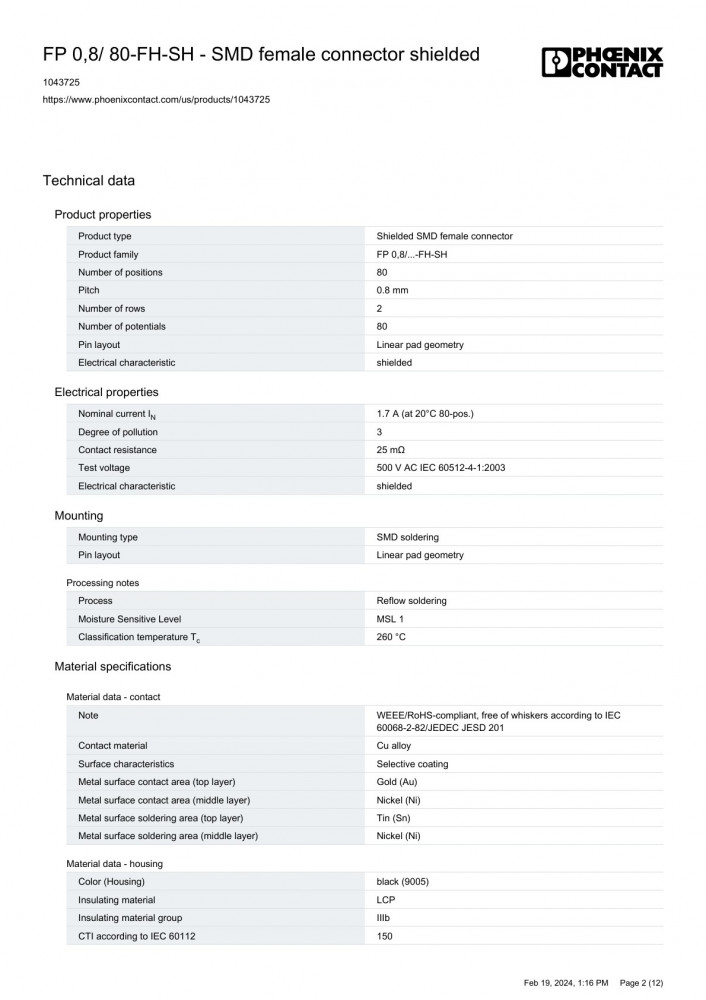 Phoenix Contact 1043725 technical document page 2