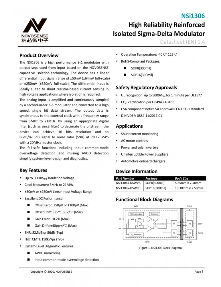 NSI1306M25-DSWR datasheet page 1