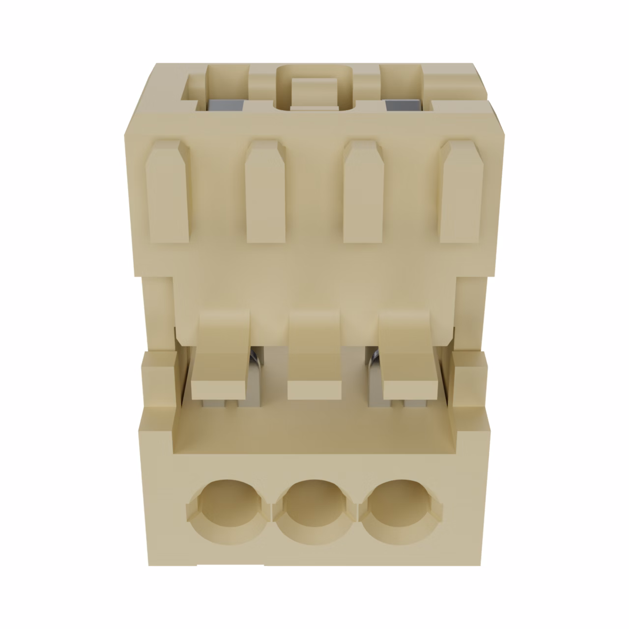 Appli-Mate RAST 2.5 IDT Connector, 2.50mm Pitch, Direct/Indirect, Female, Beaded Terminal, 3 Circuits, All Position Keys, 1 Open and 1 Closed Endwall, Circuit 2 Voided, Latch at Circuit 2 for sale