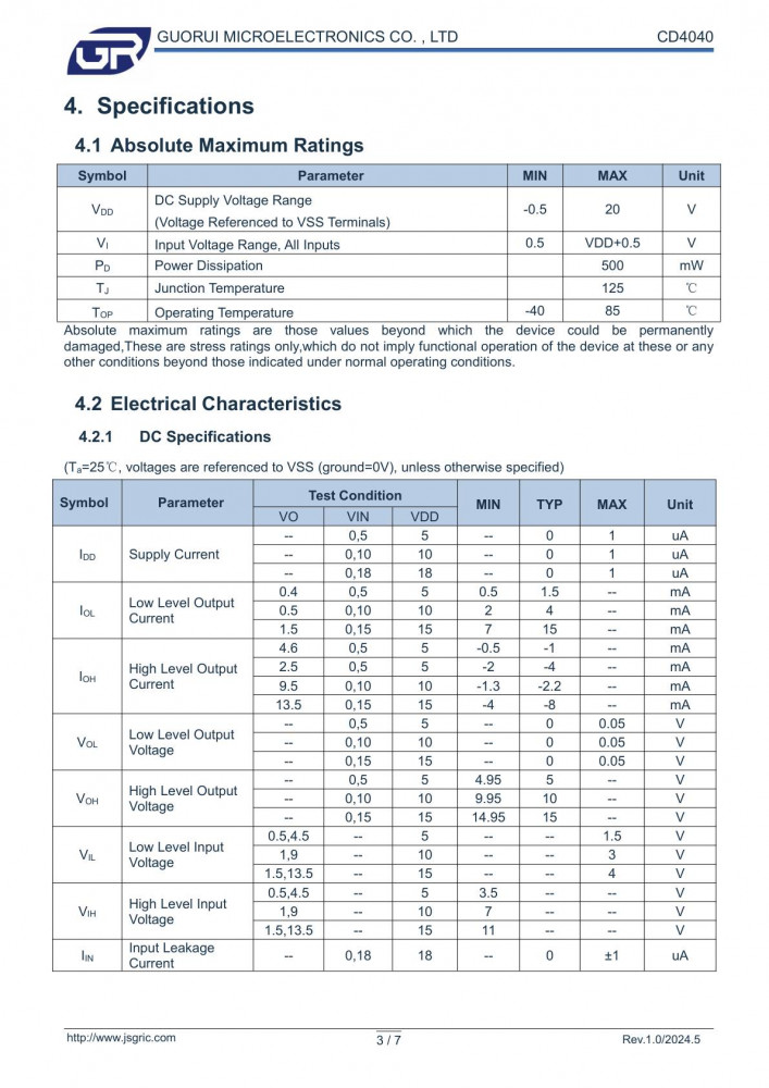 CD4040 datasheet page 3