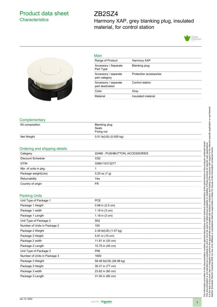 ZB2SZ4 technical document page 1