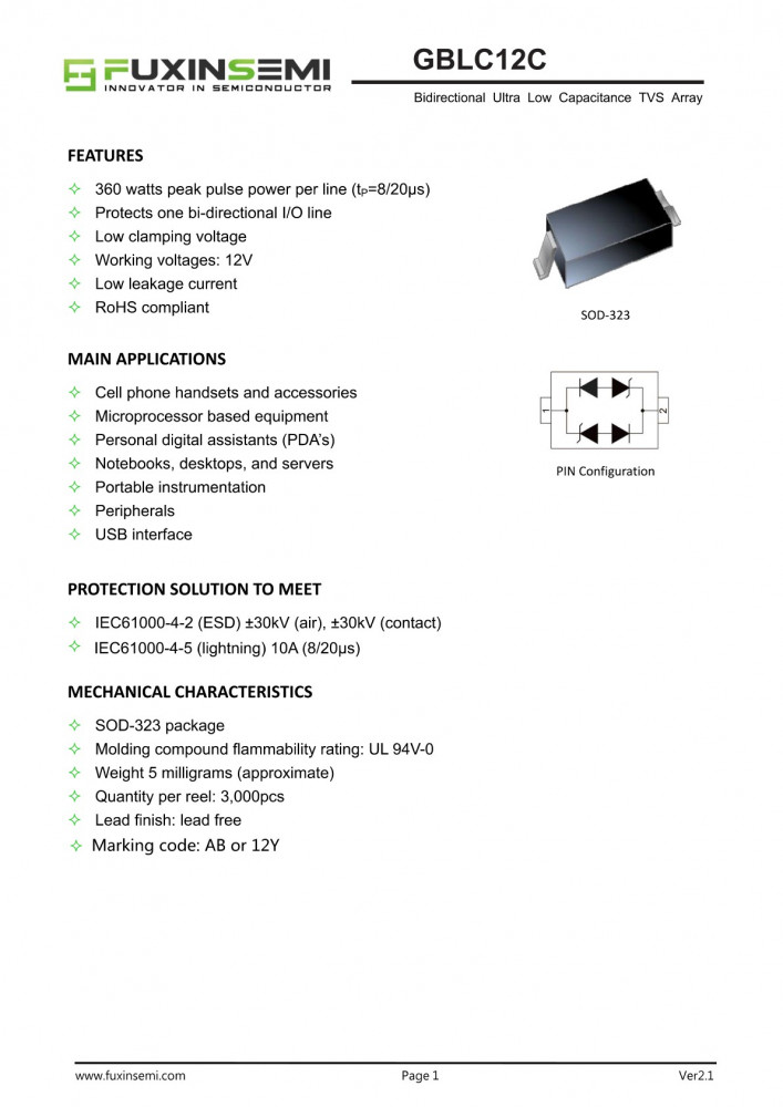 GBLC12C datasheet page 1