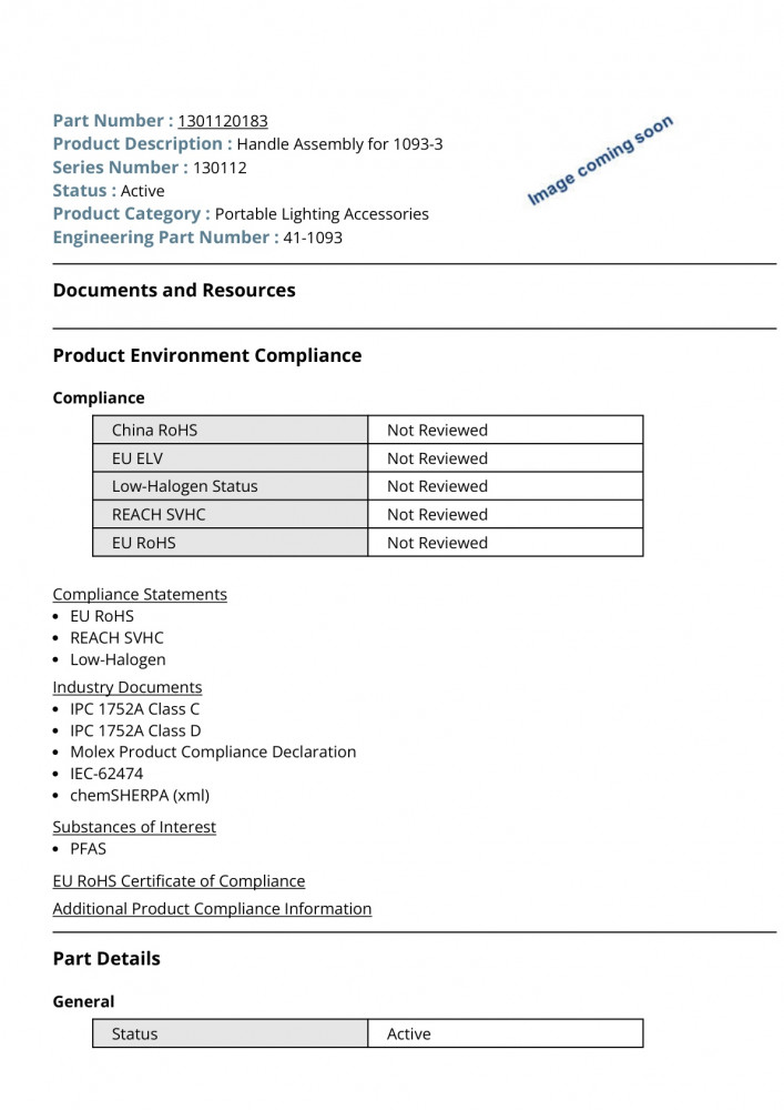 Technical document page 1 for product 1301120183