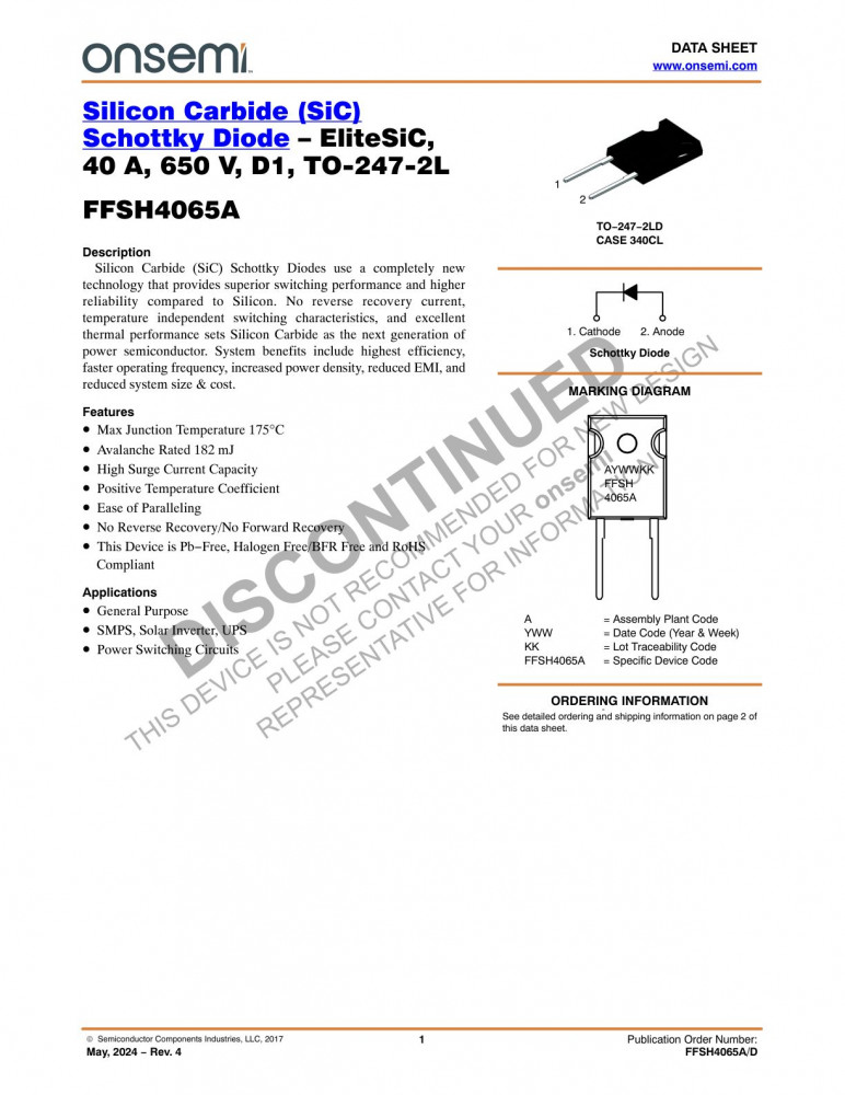 FFSH4065A datasheet page 1