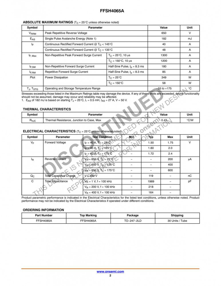 FFSH4065A datasheet page 2