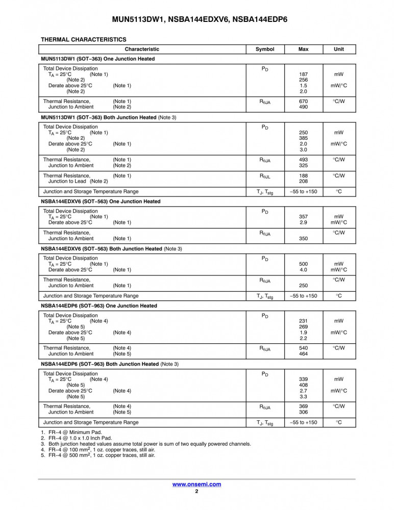 NSVMUN5113DW1T3G datasheet page 3