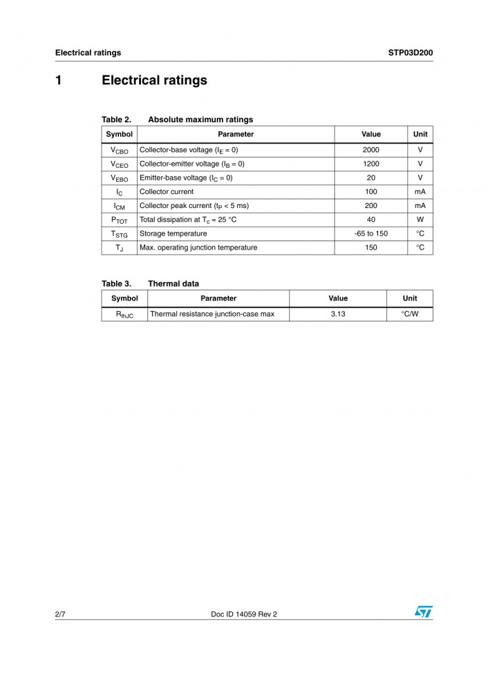 STP03D200 datasheet page 2
