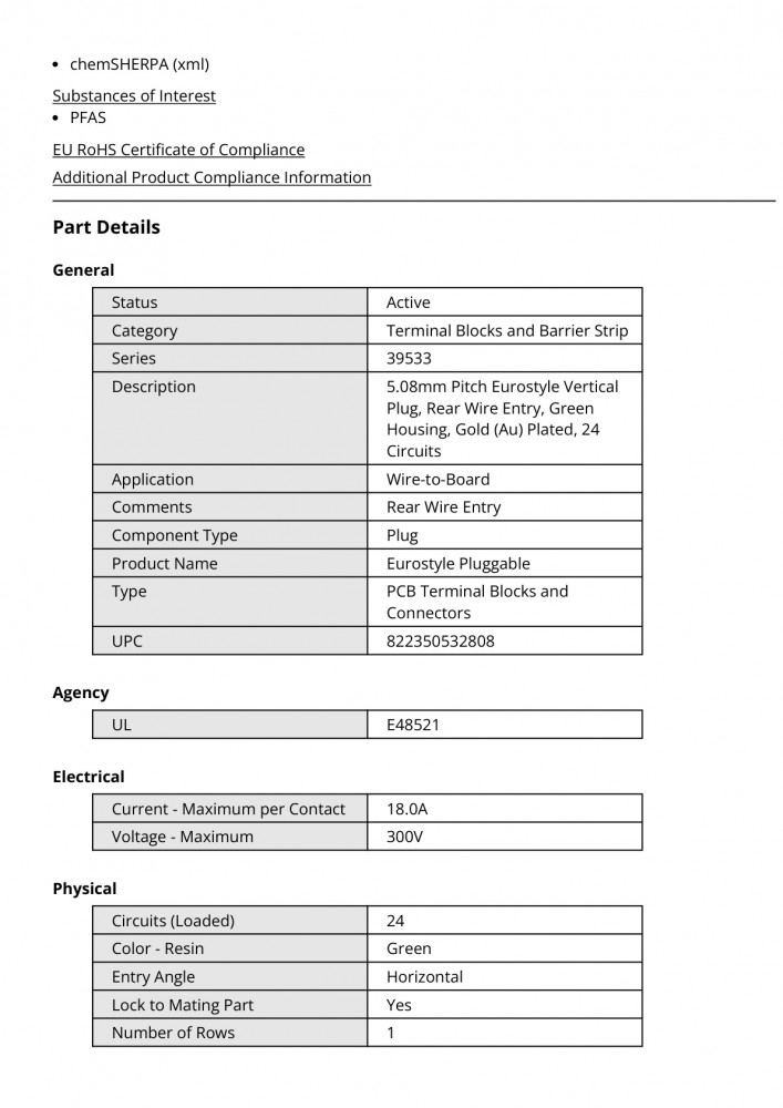 ESE Eurostyle terminal block specification page 2 preview