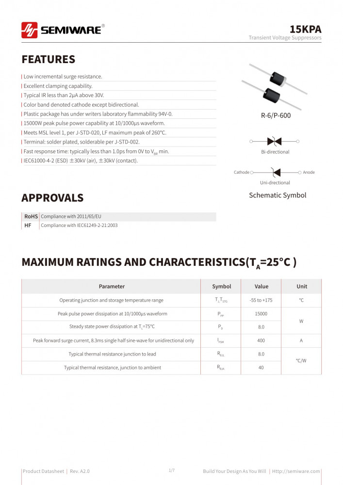 15KPA110A datasheet page 1