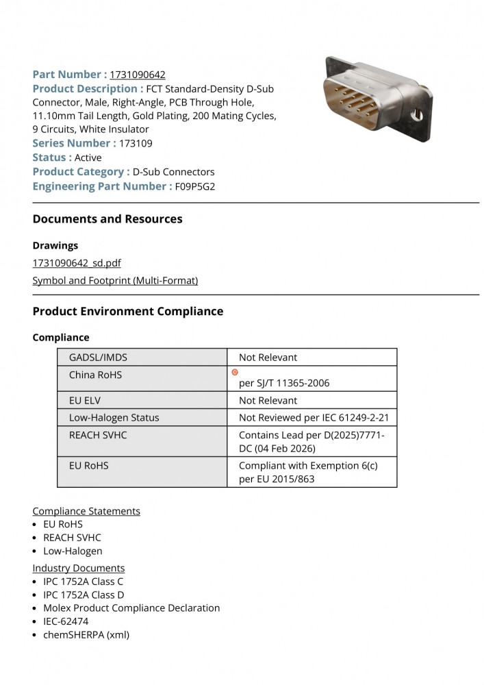 MOLEX 1731090642 drawing page 1