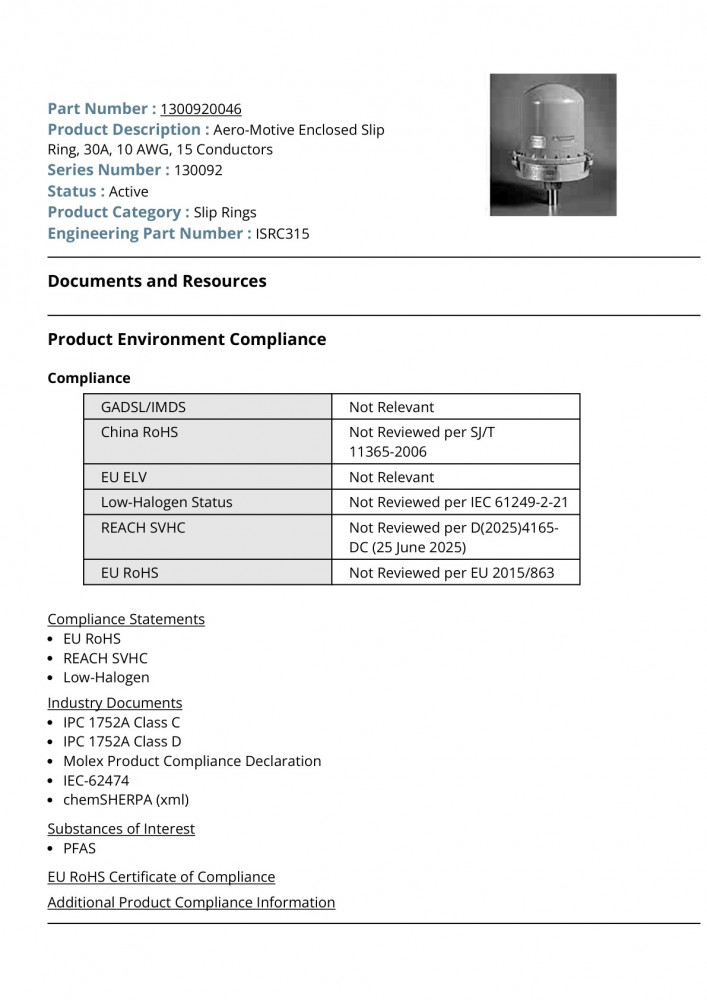 MOLEX 1300920046 technical document image, page 1