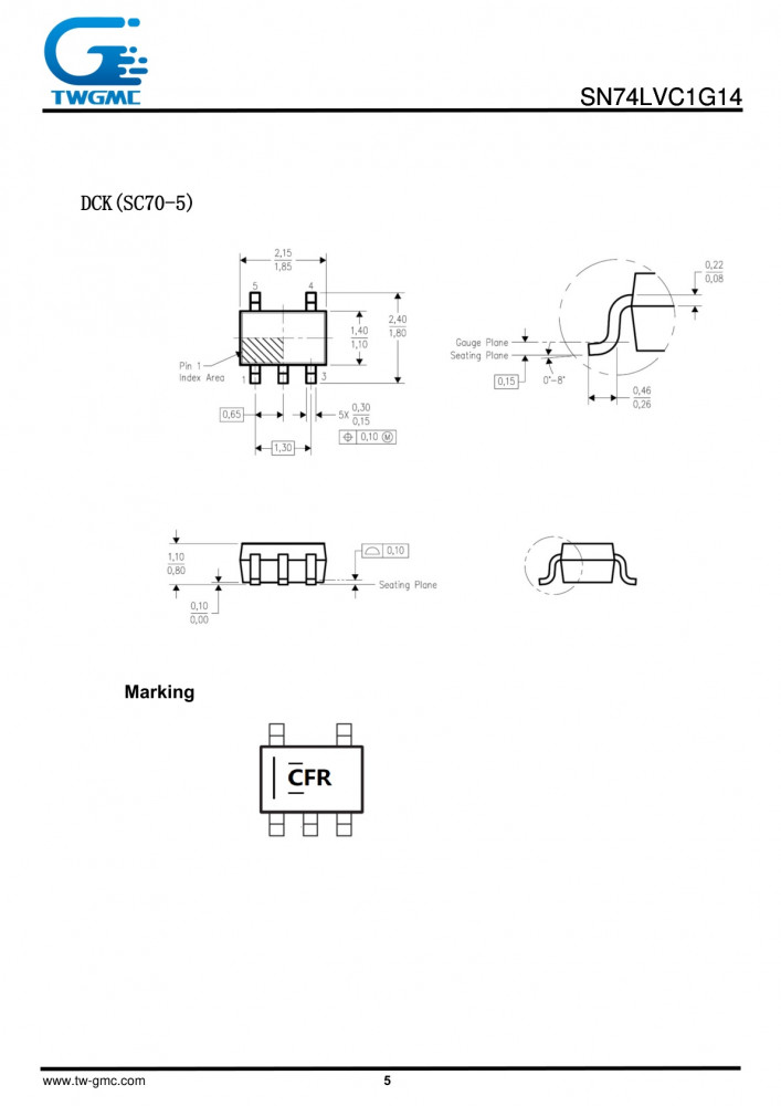 SN74LVC1G14DCKR technical document page 5