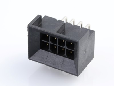 Micro-Fit BMI Header, Surface Mount Compatible, Dual Row, Right-Angle, with Snap-in Plastic Peg PCB Lock, 6 Circuits, 0.76µm Gold (Au) Plating