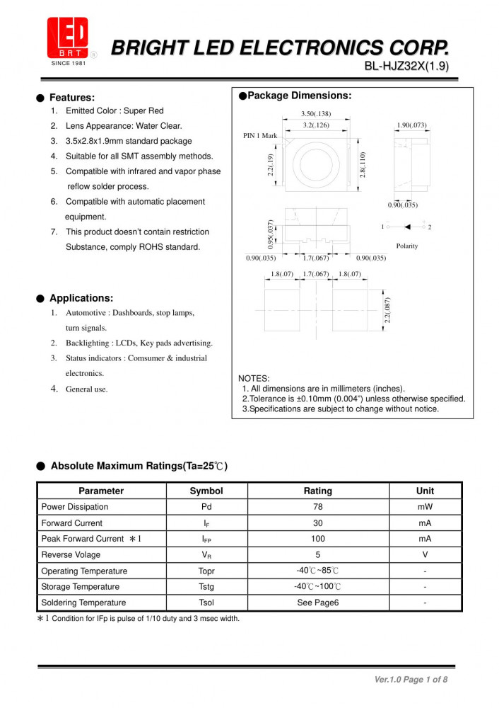 BL-HJZ32X datasheet page 1