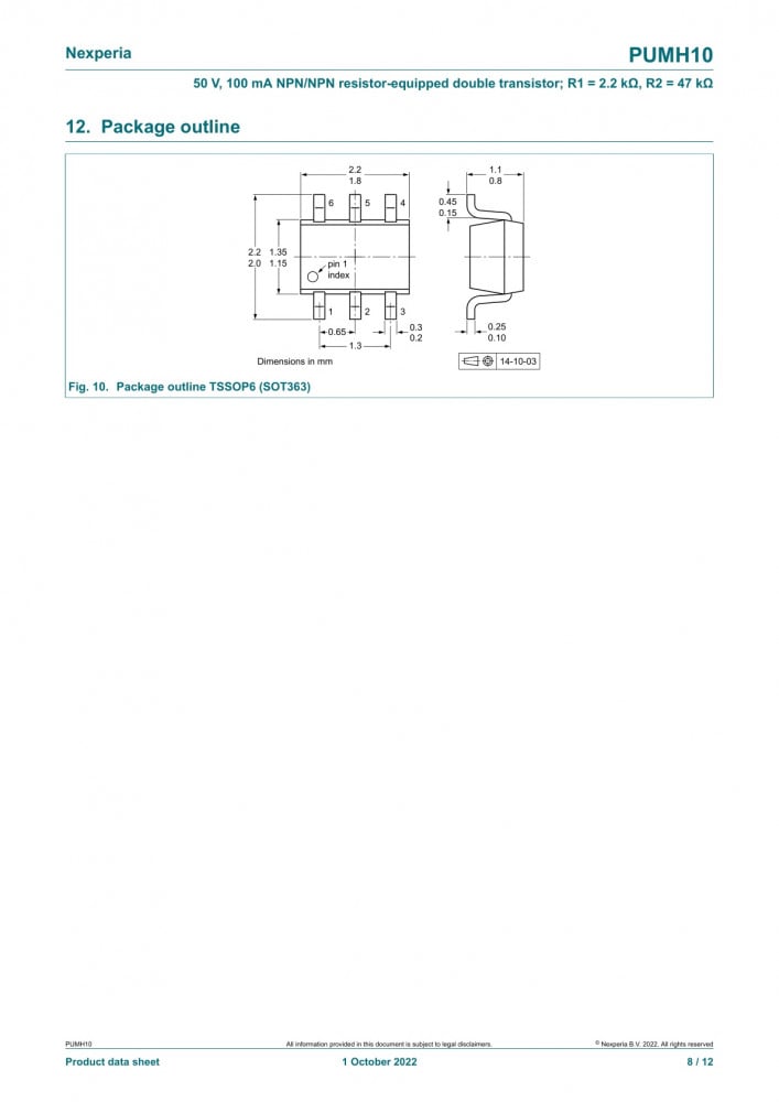 PUMH10Z datasheet page 8