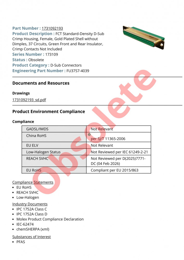 MOLEX 1731092193 drawing preview, page 1