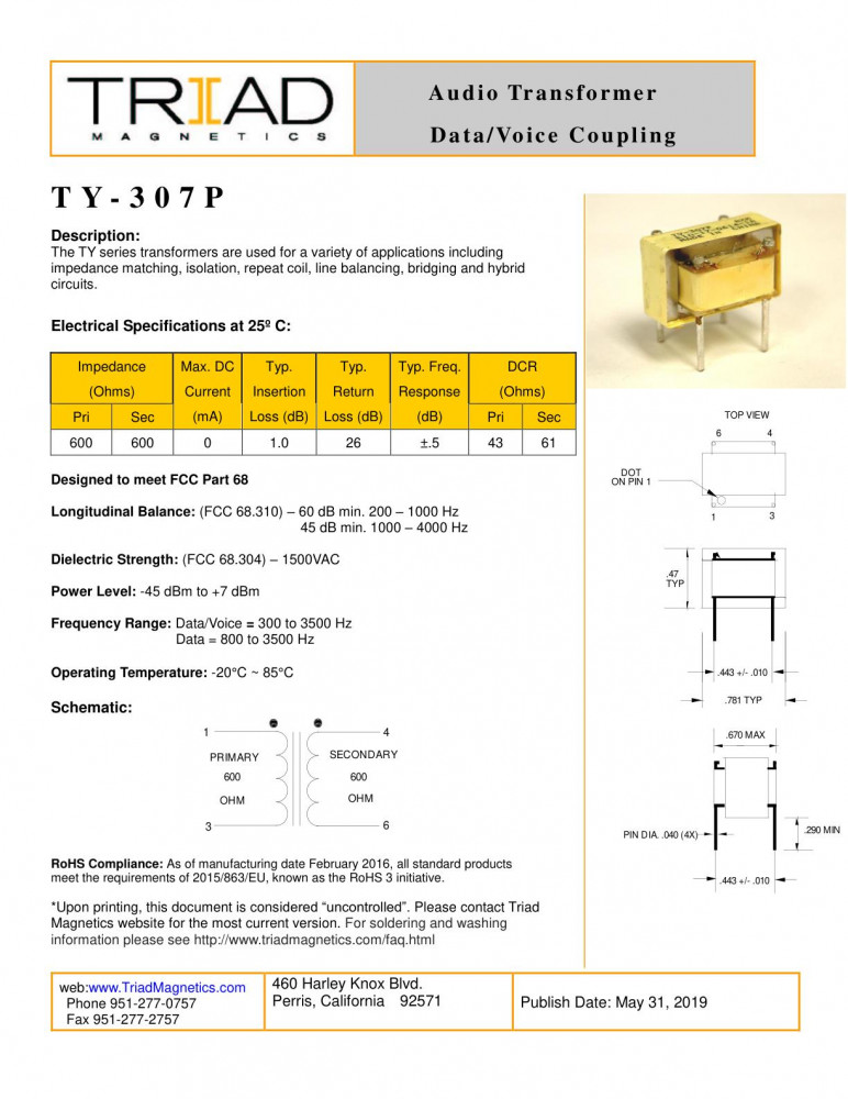 TY-307P technical document page