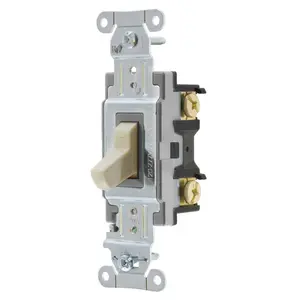 Switches and Lighting Controls, Toggle Switch, Commercial Grade, Double Pole, 20A 120/277V AC, Back and Side Wired, Ivory for sale