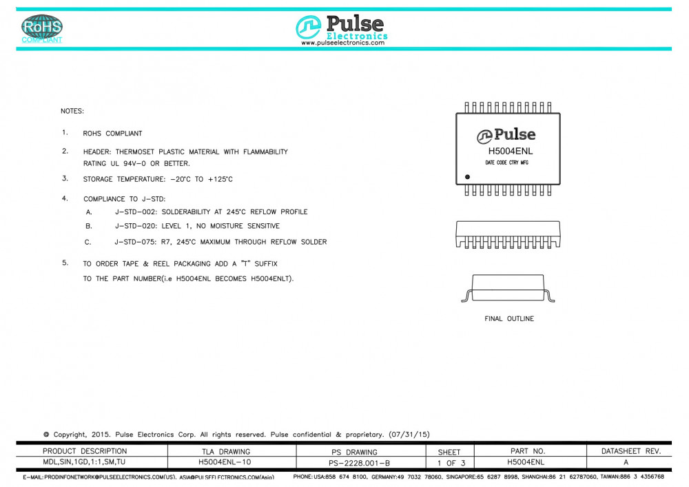 H5004ENL datasheet page 1