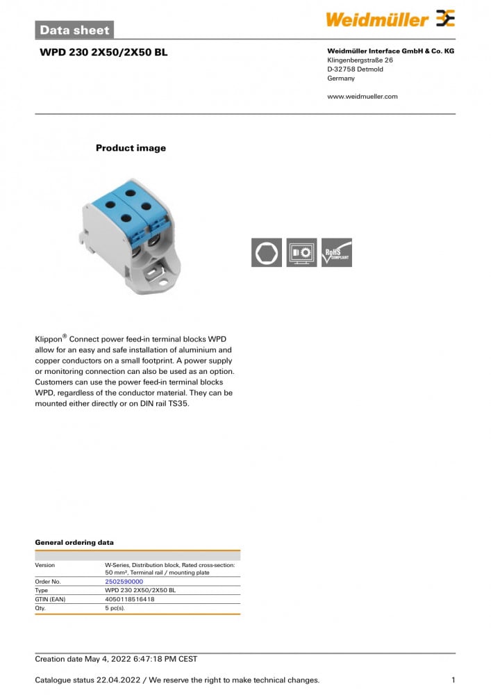WEIDMULLER WPD 230 document page 1