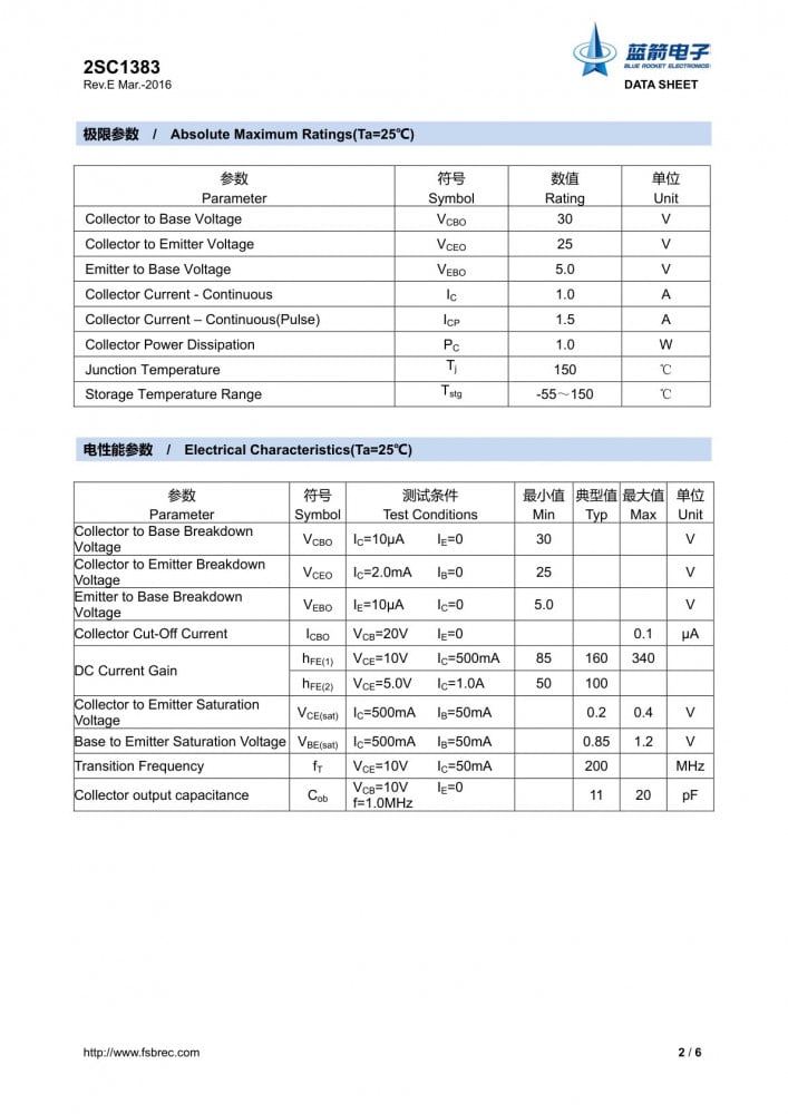 2SC1383-R datasheet page 2