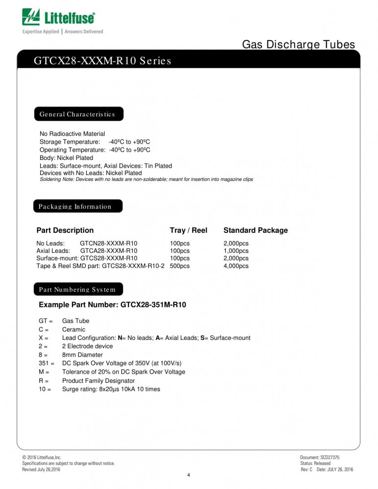 Littelfuse GTCX28 series datasheet page 4