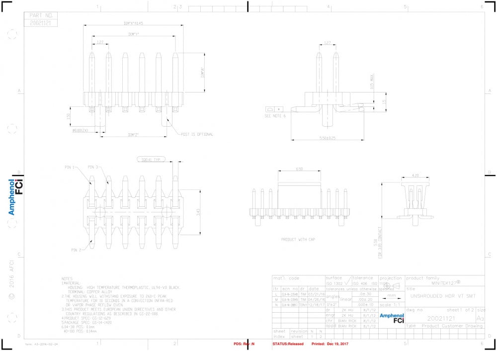 Amphenol 20021121 product drawing page 1