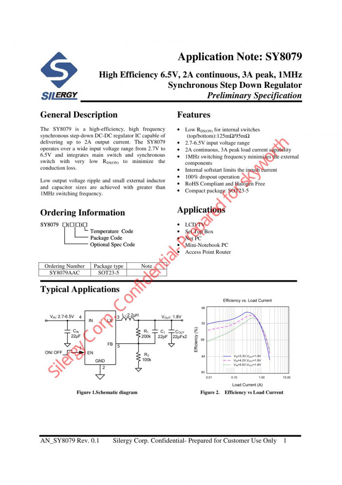 SY8079AAC datasheet page 1