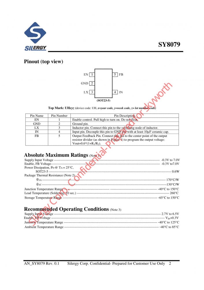SY8079AAC datasheet page 2