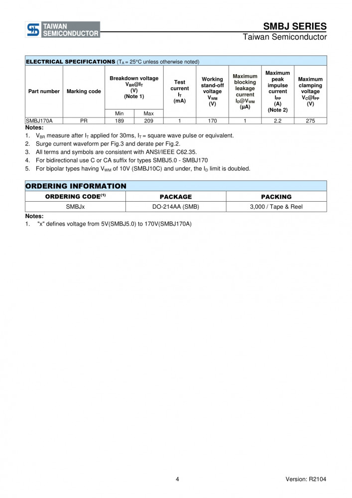 SMBJ series datasheet preview, page 4