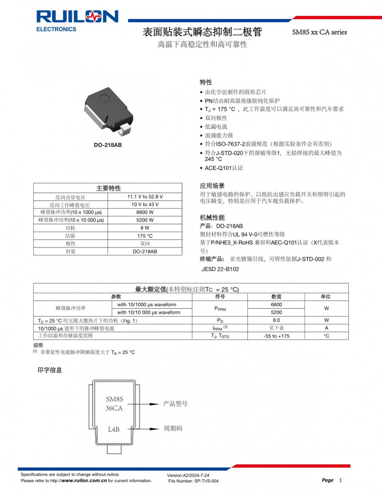 SM8S24CA datasheet page 1