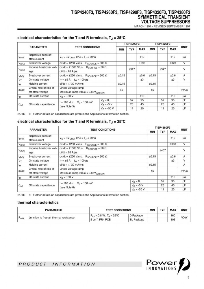 TISP4290F3DR-S datasheet page 3