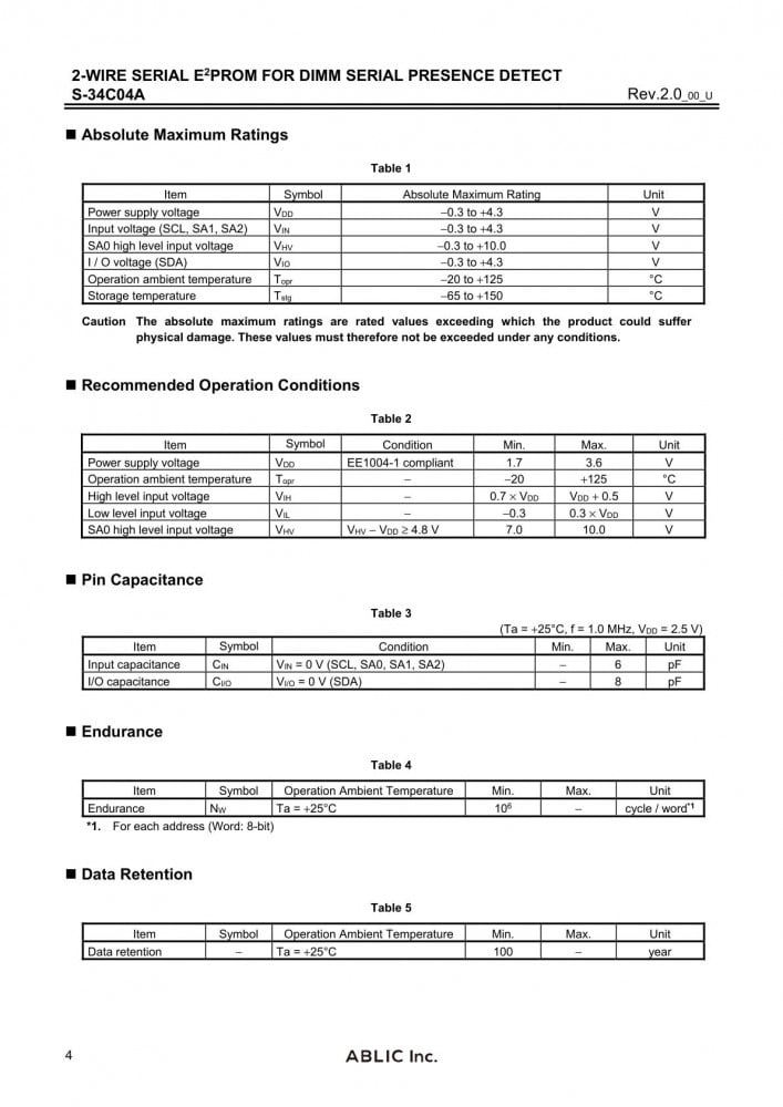S-34C04AB-A8T3U5 datasheet page 4