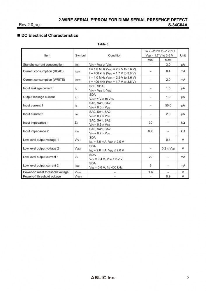 S-34C04AB-A8T3U5 datasheet page 5