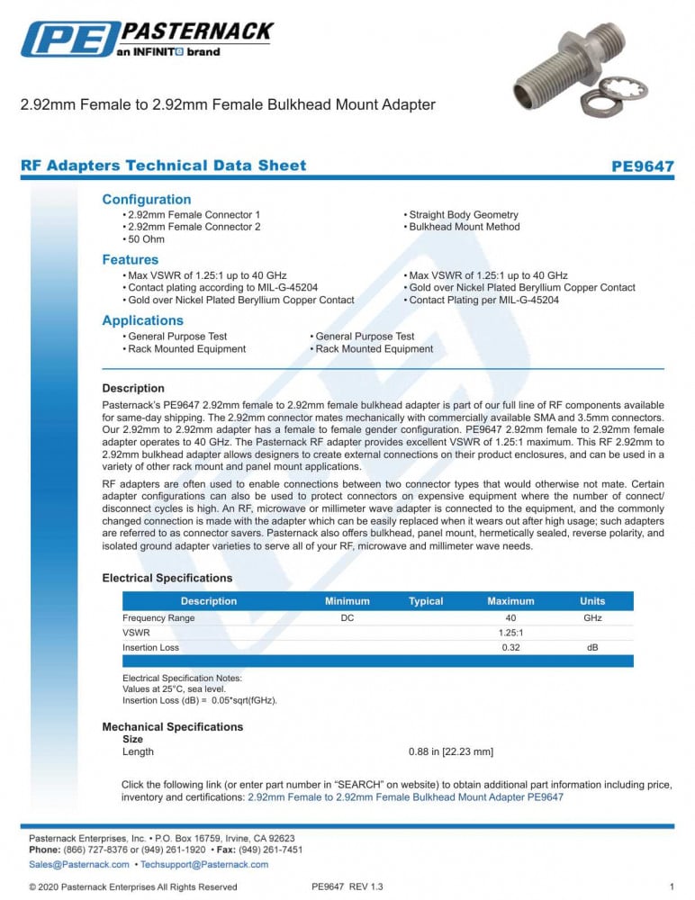 PE9647 datasheet page 1