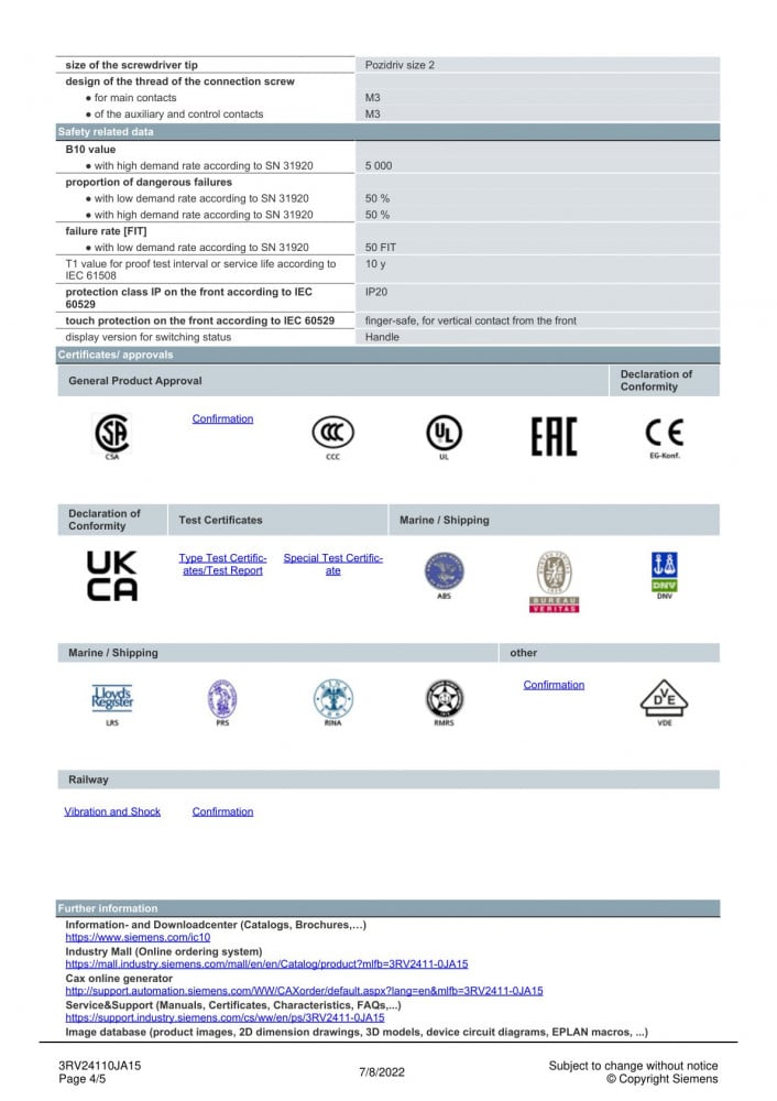 3RV24110JA15 datasheet page 4