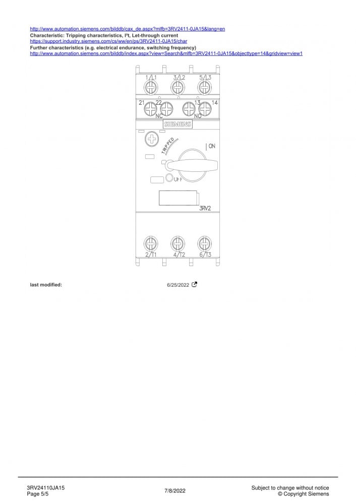 3RV24110JA15 datasheet page 5