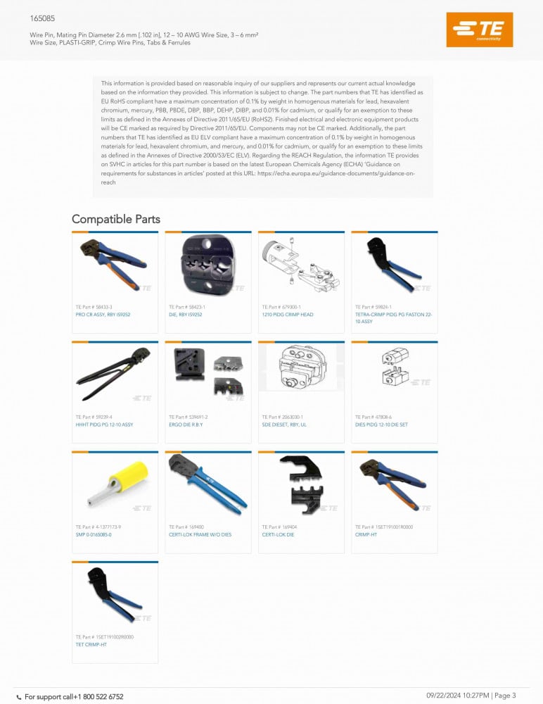TE Connectivity 165085 technical document page 3