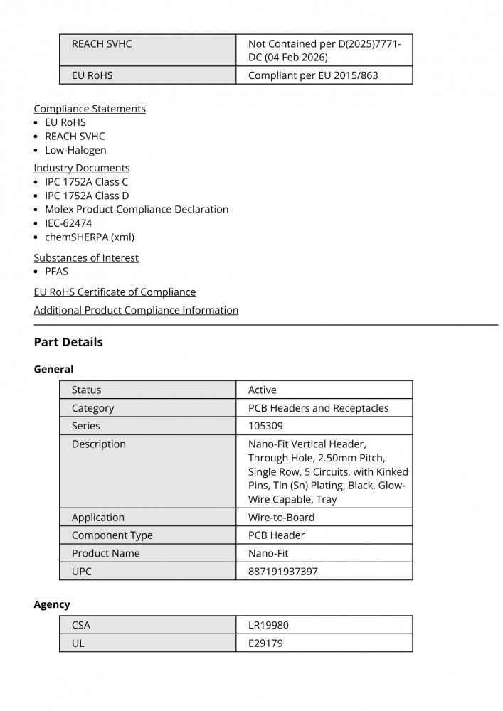 Nano-Fit specification document preview, page 2