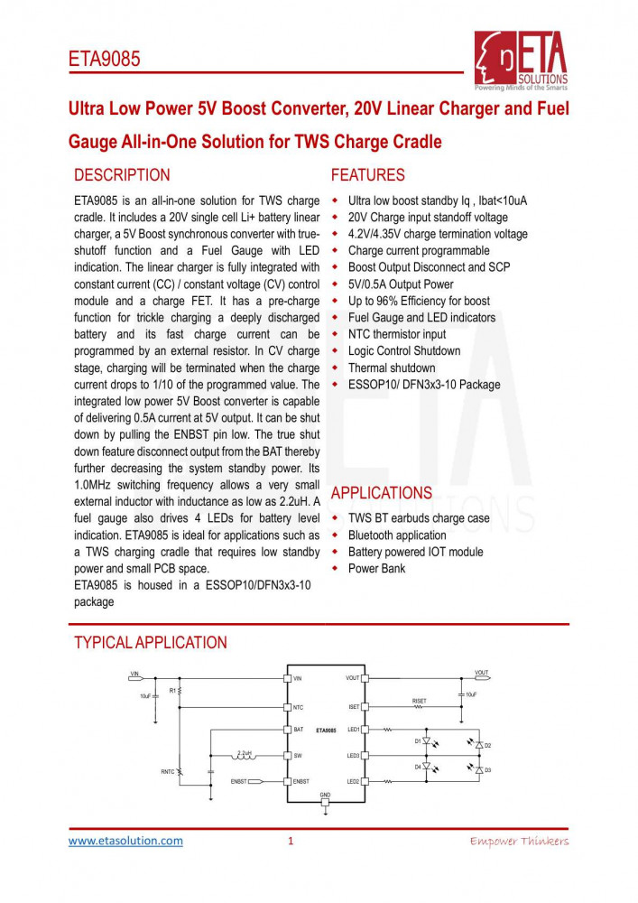 ETA9085E10 datasheet page 1