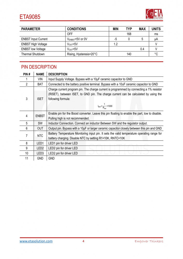 ETA9085E10 datasheet page 4