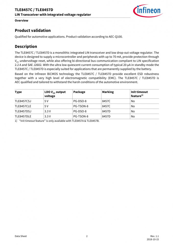 TLE8457 technical document page 2
