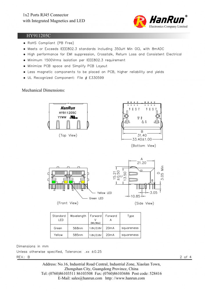HY911205C datasheet page 2