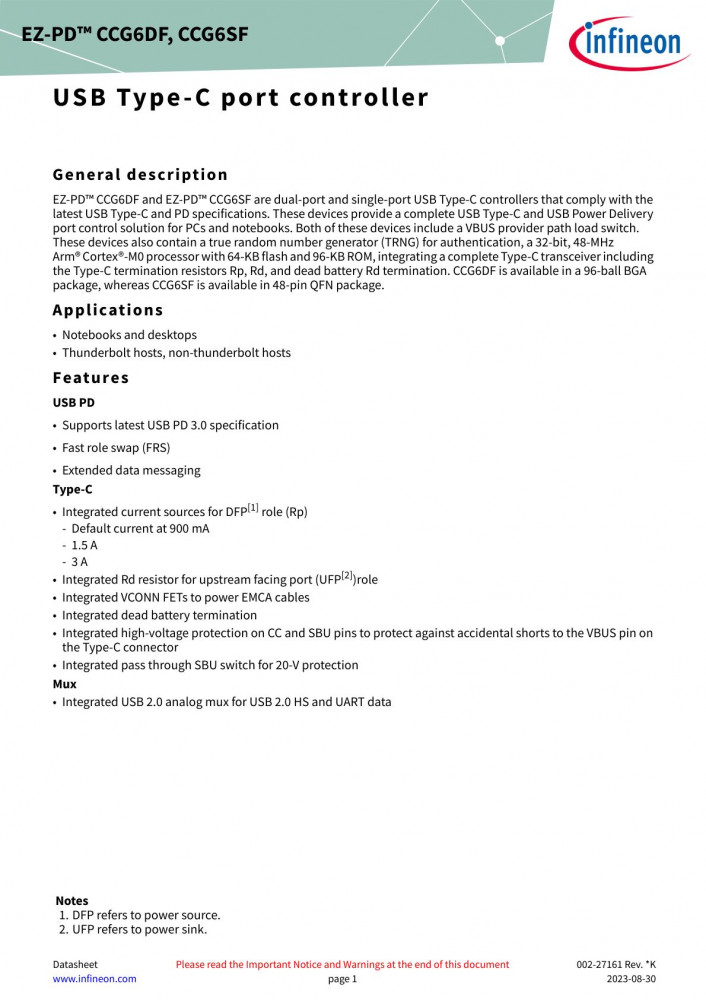 CYPD6128 technical document page 1