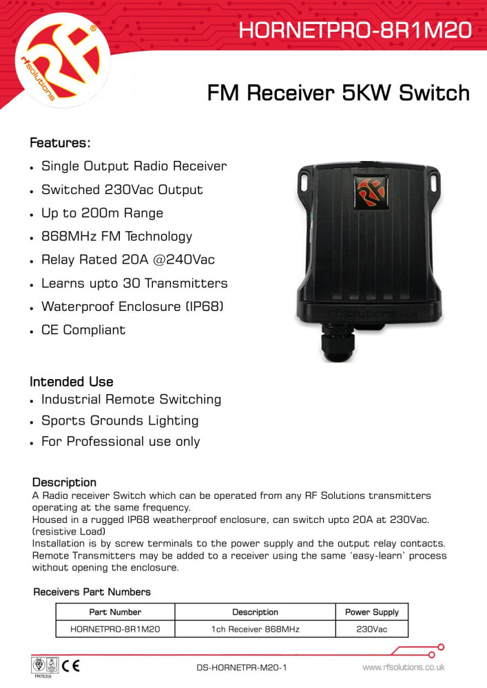 HORNETPRO-8R1M20 technical document page 1