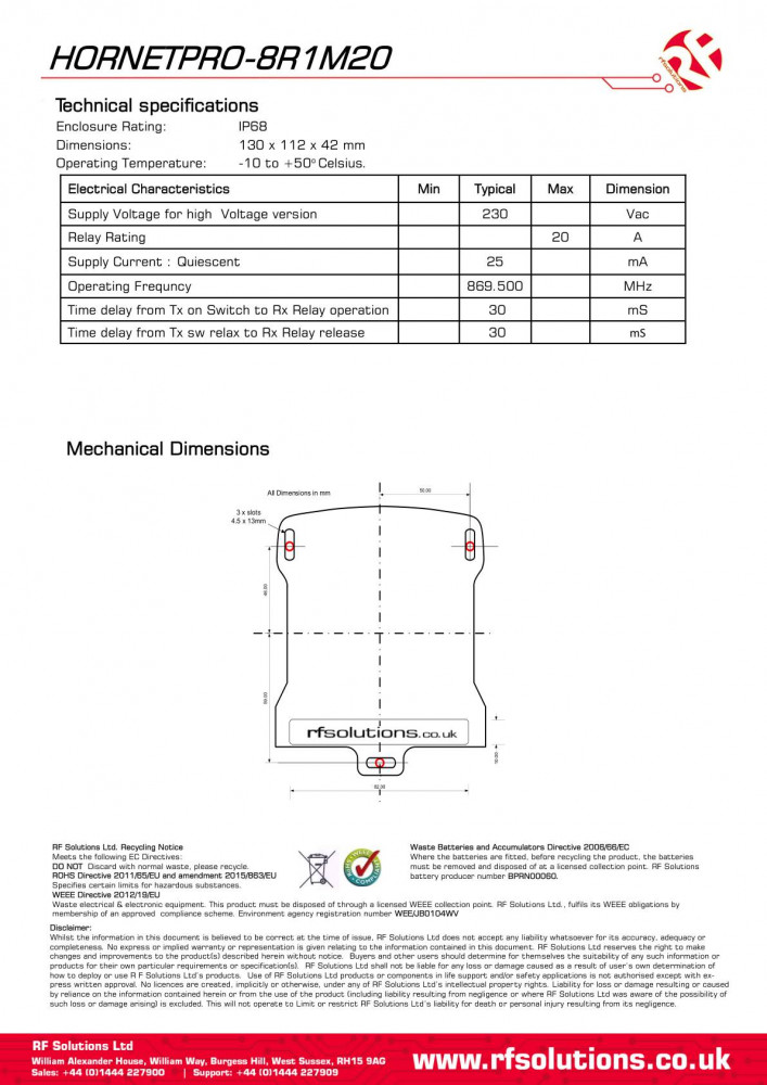 HORNETPRO-8R1M20 technical document page 2