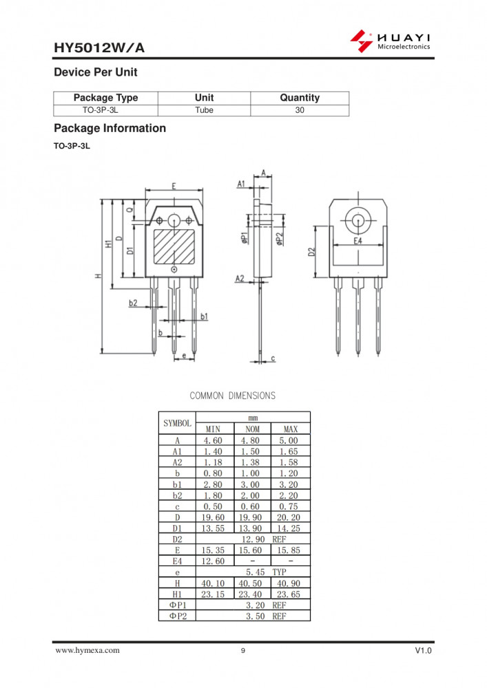 HY5012W datasheet page 9