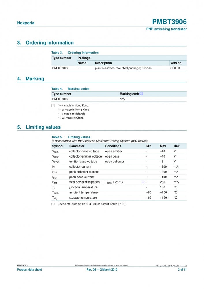 PMBT3906 datasheet page 2