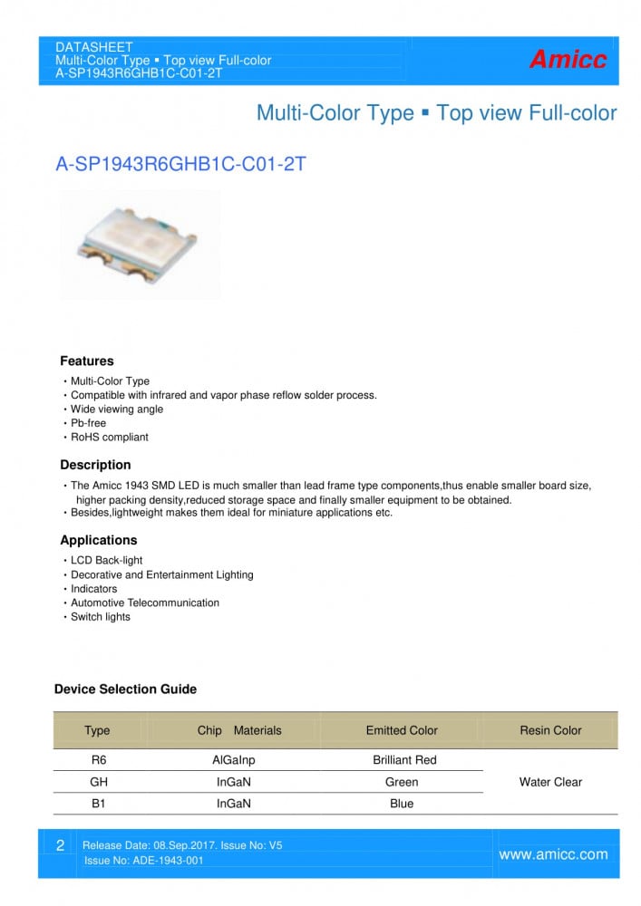 A-SP1943R6GHB1C-C01-2T datasheet page 2