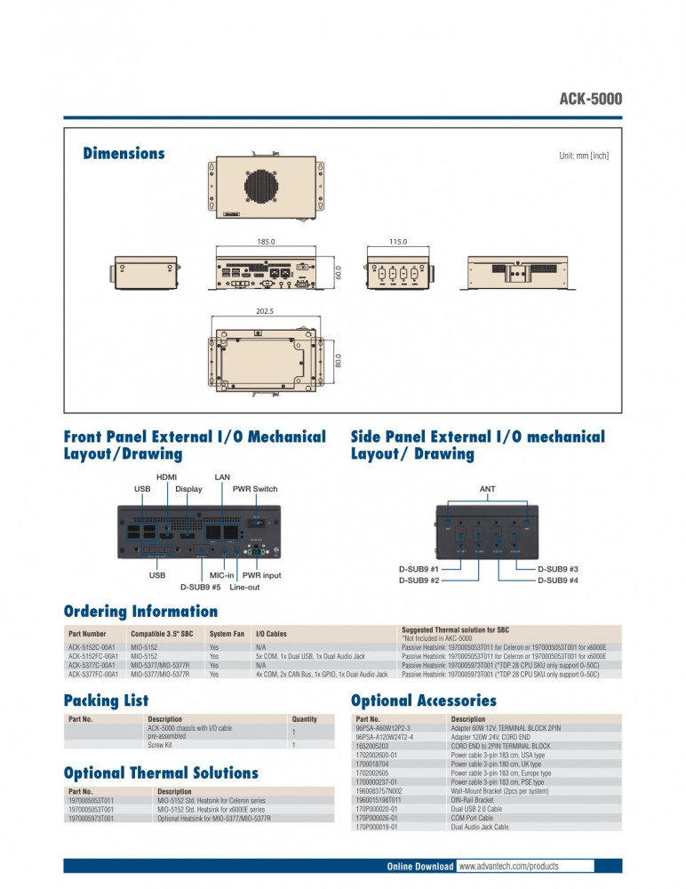 ACK-5000 product documentation page 2